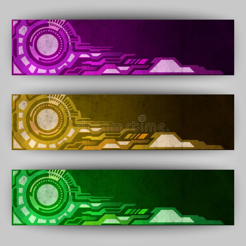 Tech Banners Orange Purple Green Stock Vector - Illustration of energy ...