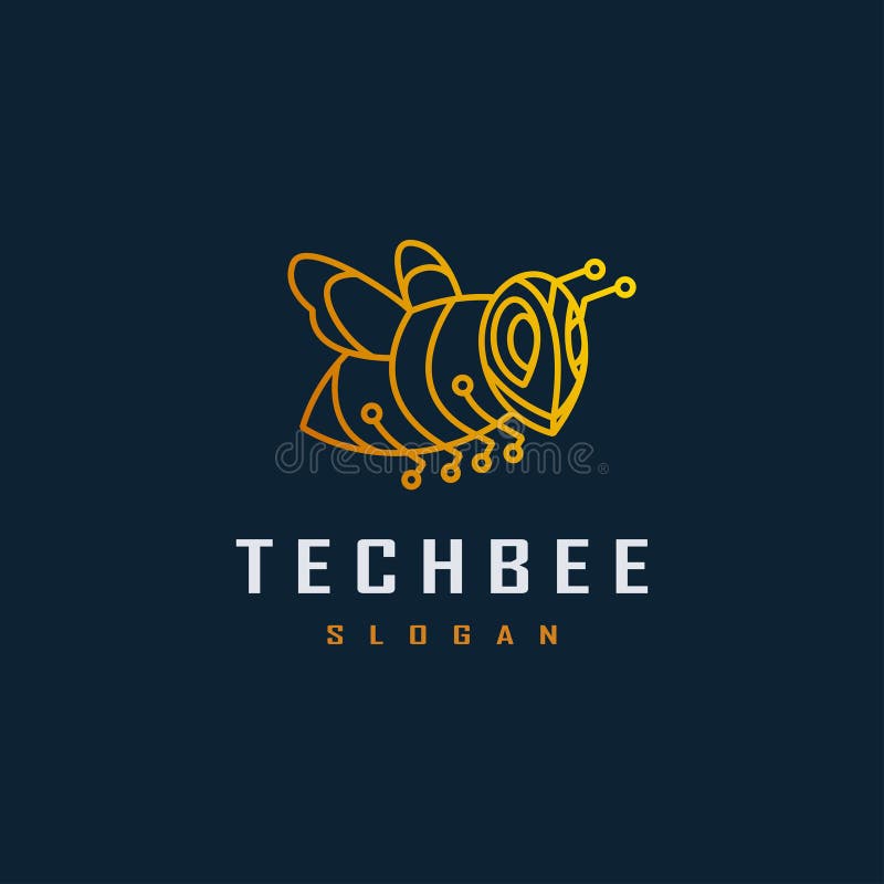 Tech Bee Logo Design with Line Art Geometric Style 2 Stock Vector - Illustration of pattern ...