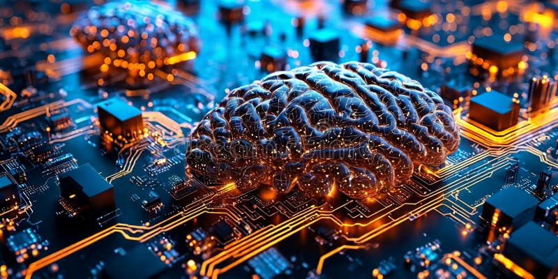 Tech-Bio Fusion - Future AI Brain Stock Illustration - Illustration of ...