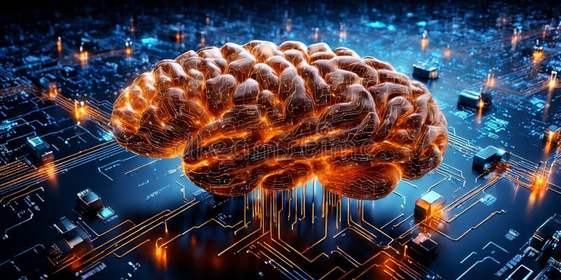 Tech-Bio Fusion - Future AI Brain Stock Illustration - Illustration of ...