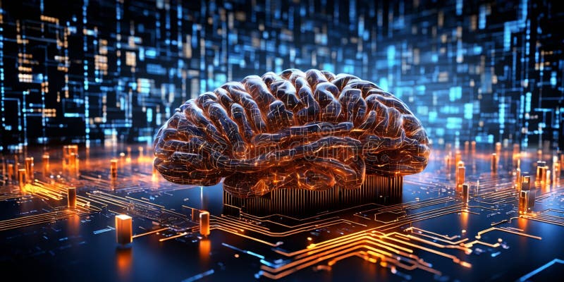 Tech-Bio Fusion - Future AI Brain Stock Illustration - Illustration of ...