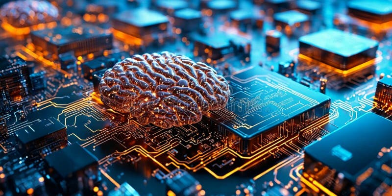 Tech-Bio Fusion - Future AI Brain Stock Illustration - Illustration of ...