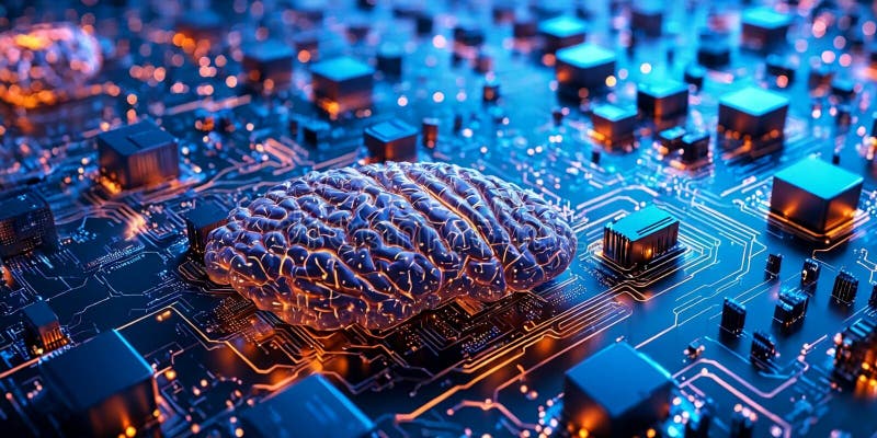 Tech-Bio Fusion - Future AI Brain Stock Illustration - Illustration of ...