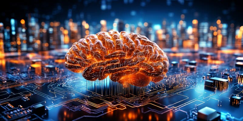 Tech-Bio Fusion - Future AI Brain Stock Illustration - Illustration of ...