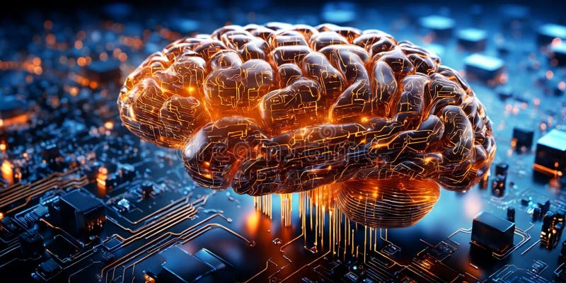 Tech-Bio Fusion - Future AI Brain Stock Illustration - Illustration of ...