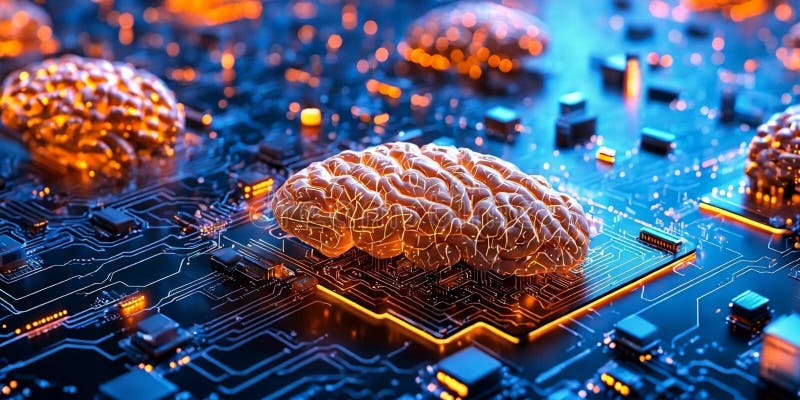 Tech-Bio Fusion - Future AI Brain Stock Illustration - Illustration of ...