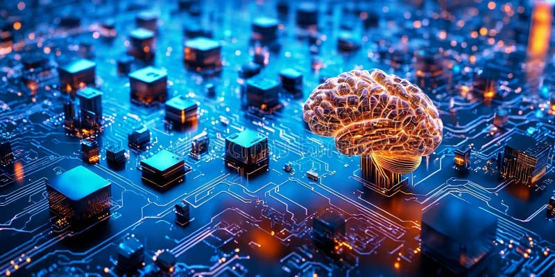 Tech-Bio Fusion - Future AI Brain Stock Illustration - Illustration of ...