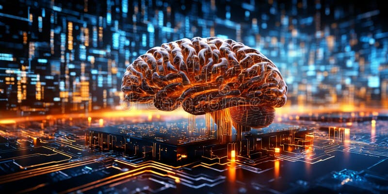 Tech-Bio Fusion - Future AI Brain Stock Illustration - Illustration of ...