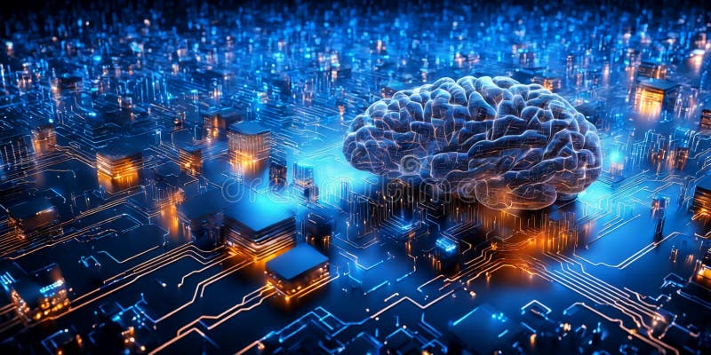 Tech-Bio Fusion - Future AI Brain Stock Illustration - Illustration of ...