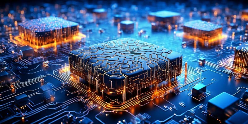 Tech-Bio Fusion - Future AI Brain Stock Illustration - Illustration of ...