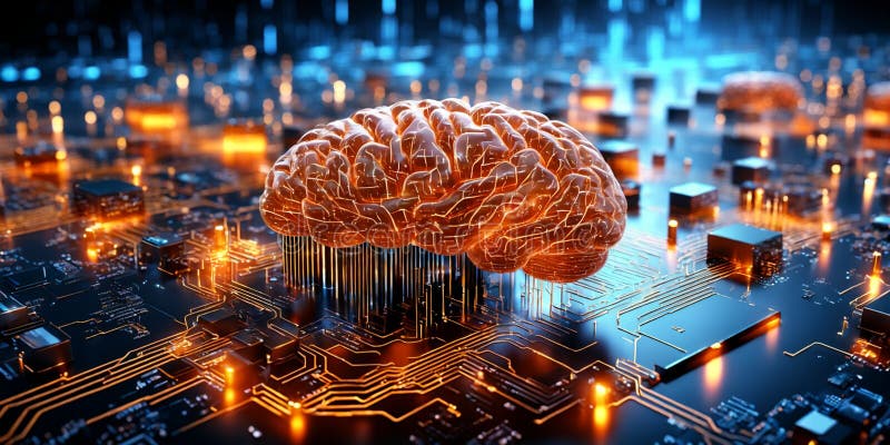 Tech-Bio Fusion - Future AI Brain Stock Illustration - Illustration of ...