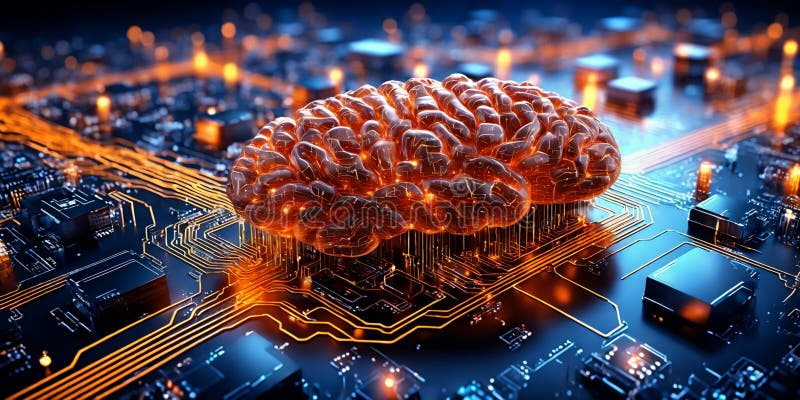 Tech-Bio Fusion - Future AI Brain Stock Illustration - Illustration of ...
