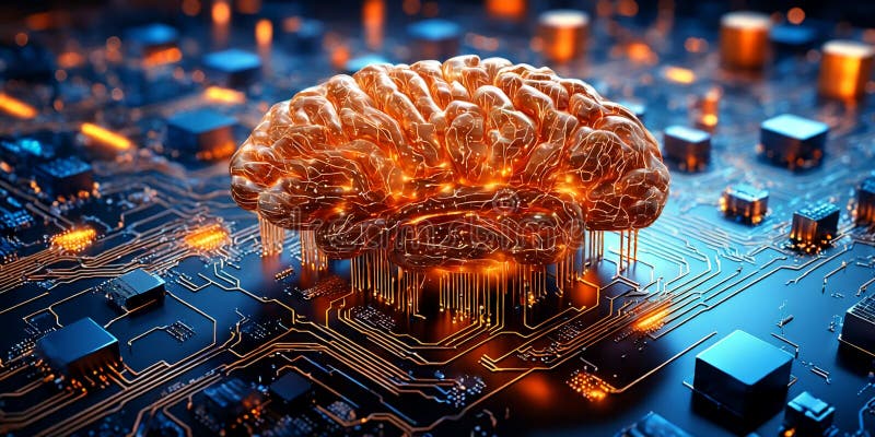 Tech-Bio Fusion - Future AI Brain Stock Illustration - Illustration of ...
