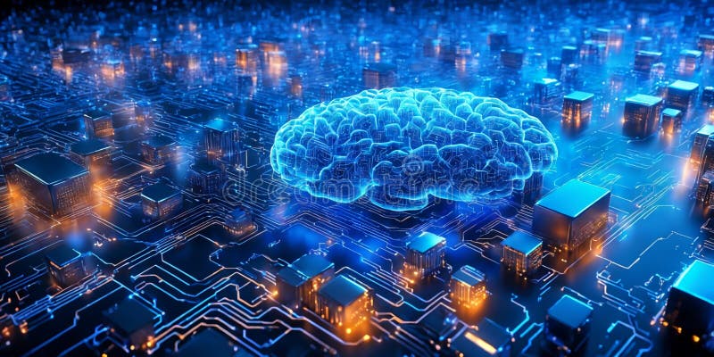 Tech-Bio Fusion - Future AI Brain Stock Illustration - Illustration of ...