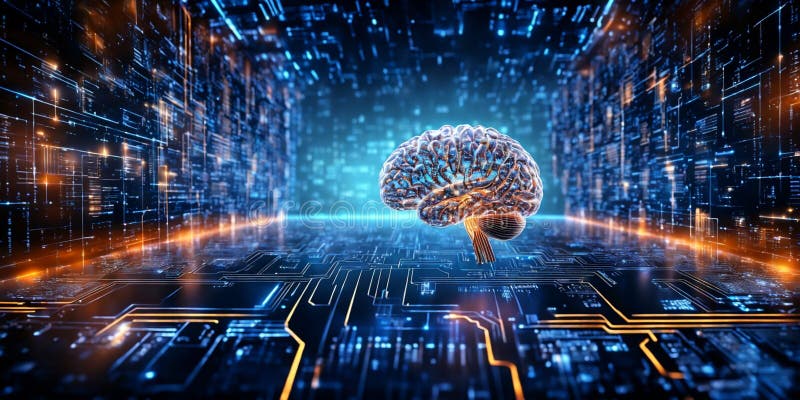 Tech-Bio Fusion - Future AI Brain Stock Illustration - Illustration of ...