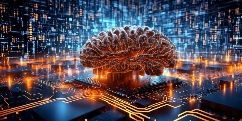 Tech-Bio Fusion - Future AI Brain Stock Illustration - Illustration of ...