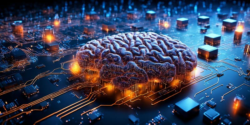 Tech-Bio Fusion - Future AI Brain Stock Illustration - Illustration of ...