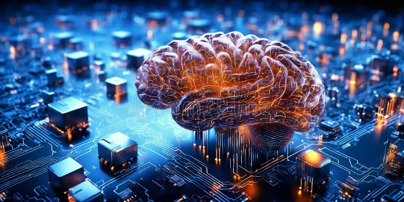 Tech-Bio Fusion - Future AI Brain Stock Illustration - Illustration of ...