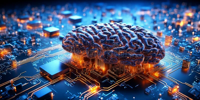 Tech-Bio Fusion - Future AI Brain Stock Illustration - Illustration of ...