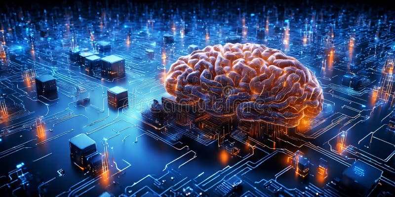 Tech-Bio Fusion - Future AI Brain Stock Illustration - Illustration of ...