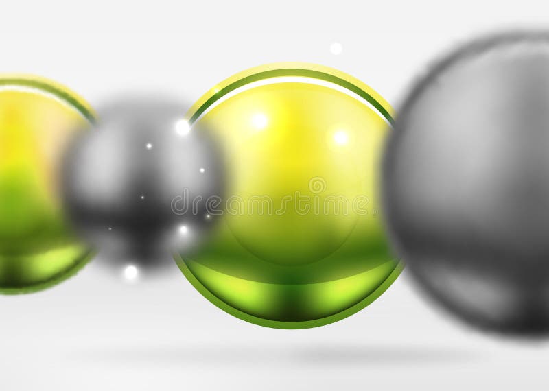 Tech Blurred Spheres and Round Circles with Glossy and Metallic Surface ...