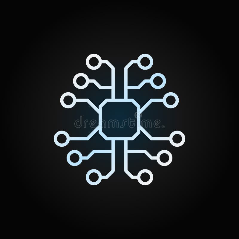 Tech Brain with Chip Vector Modern Outline Icon Stock Vector ...