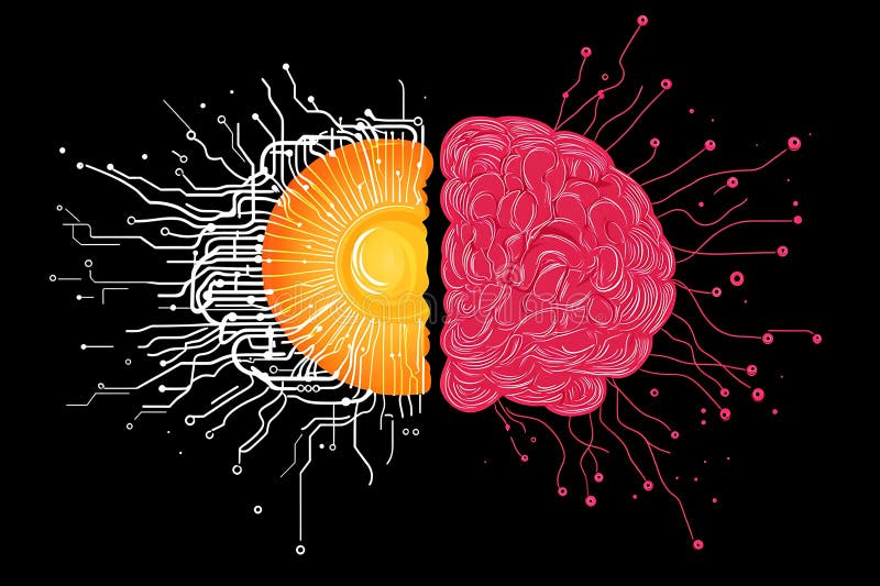Tech Brain Concept, Futuristic Design, Circuit Board Lines and Glowing ...