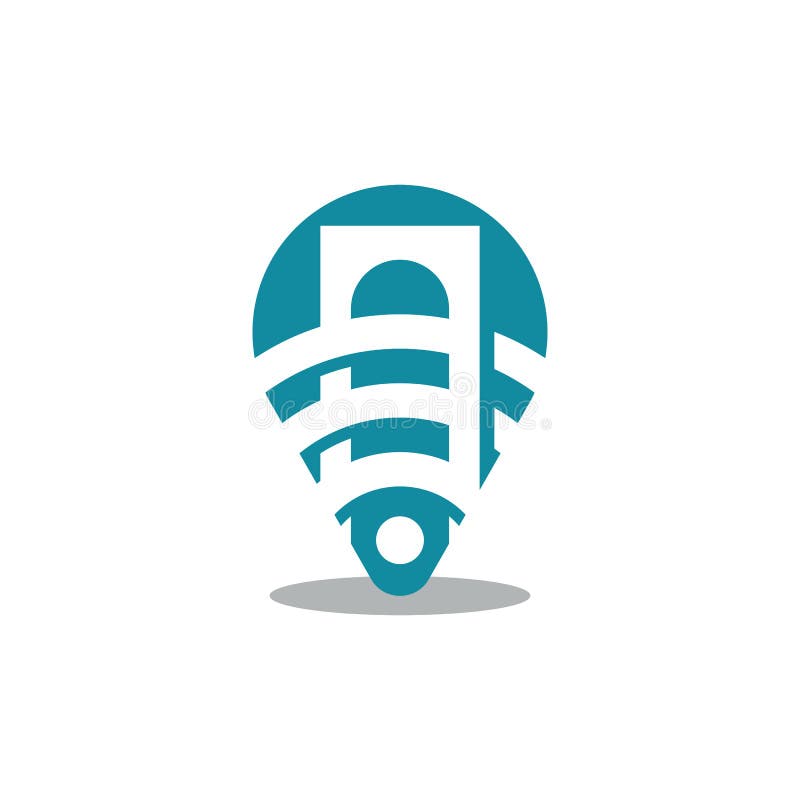 Tech Bridge Pin Point Locator Vector Icon Stock Illustration ...