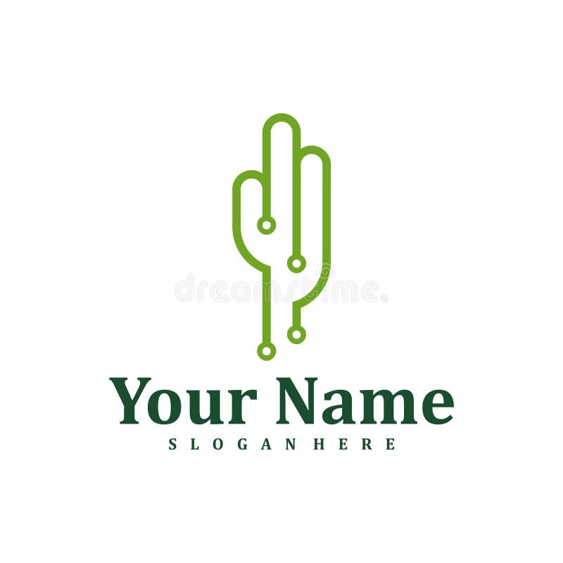 Tech Cactus Logo Design Template. Creative Cactus Logo Vector ...