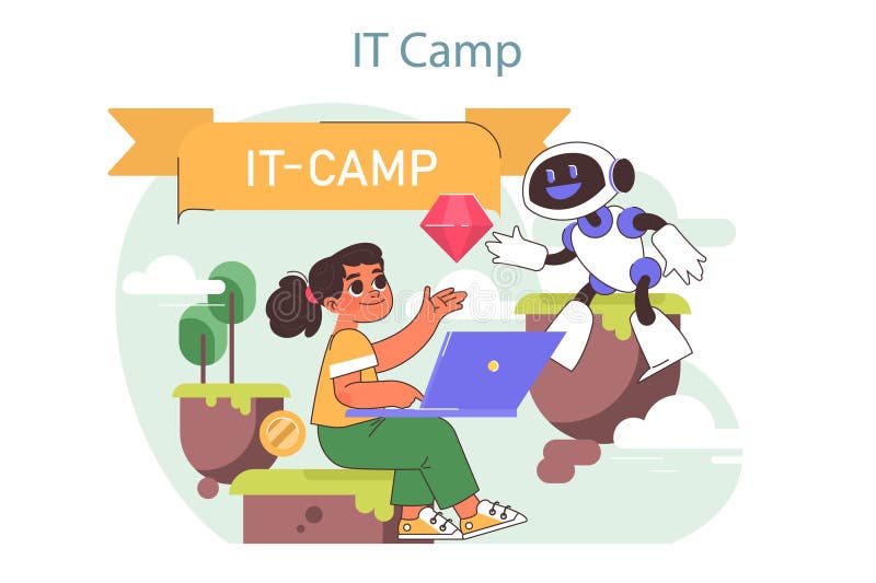 Tech Camp for Children. Computer Science, AI, VR Technologies Stock ...