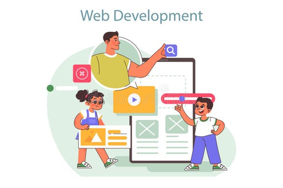 Tech Camp for Children. Computer Science and Web Development Stock Vector - Illustration of ...