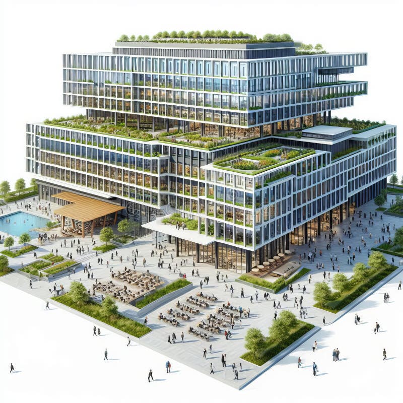 Tech Campus Building a Modern Campus Building with Collaborative Stock ...