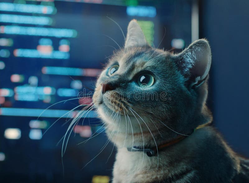 A tech cat stock illustration. Illustration of pixelated - 340388771