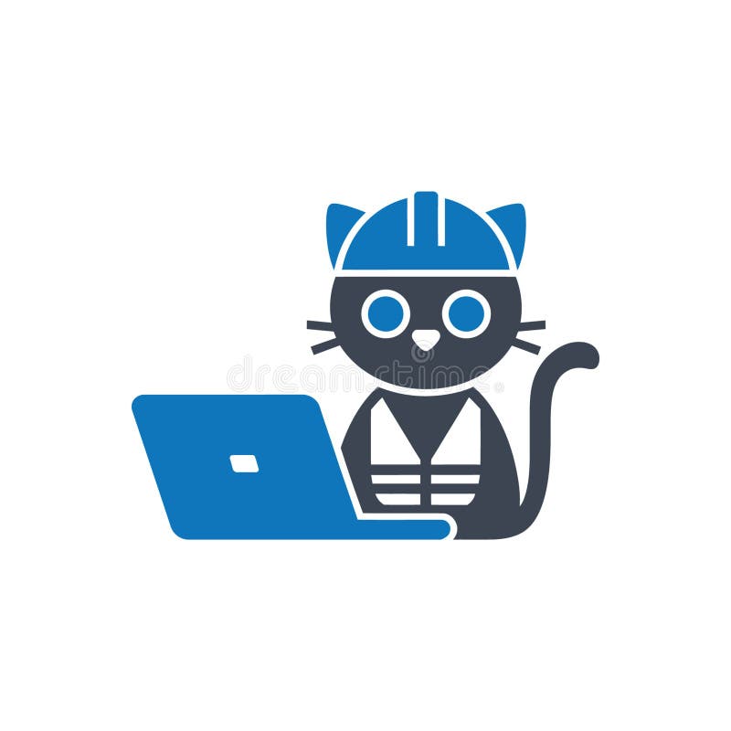 Tech Cat Construction Icon stock vector. Illustration of sign - 384692023