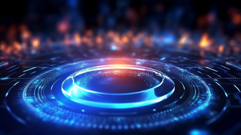 Tech Circle, Blue and Orange Neon Glow Particle Light, Digital, Hi-tech ...