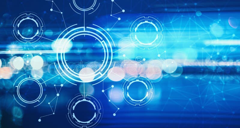 Tech Circle with Blurred Abstract Lights Stock Illustration ...