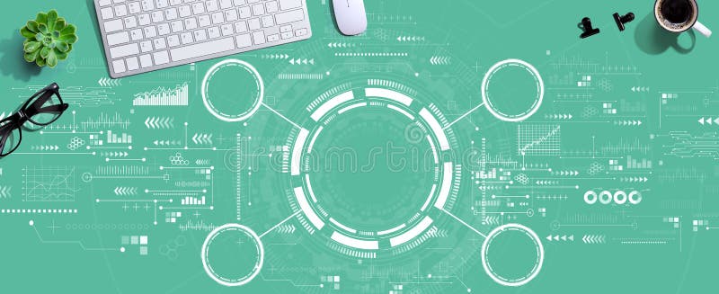 Tech Circle with a Computer Keyboard Stock Illustration - Illustration ...