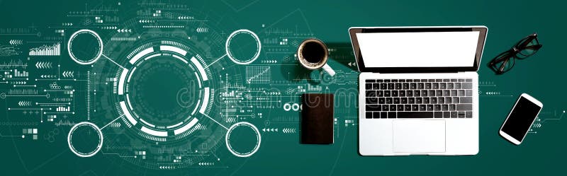 Tech Circle with a Laptop Computer Stock Photo - Image of flat, circle ...
