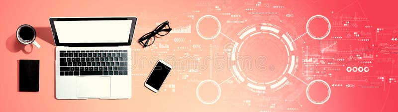 Tech Circle with a Laptop Computer Stock Image - Image of marketing ...