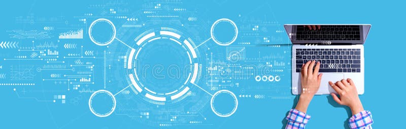 Tech Circle with Person Using a Laptop Stock Image - Image of display ...