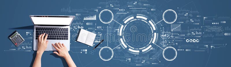 Tech Circle with Person Using a Laptop Stock Photo - Image of laptop ...