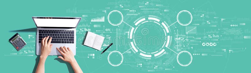 Tech Circle with Person Using a Laptop Stock Image - Image of diagram ...
