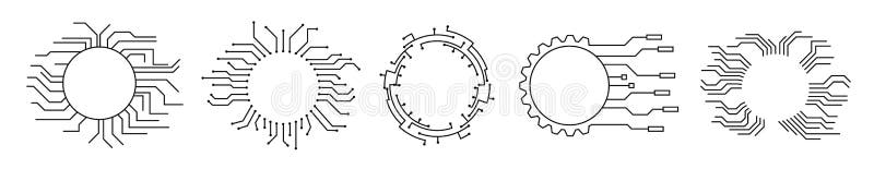 Tech Circular Cpu Chip Frame. Digital Ai Deep Learning Futuristic ...