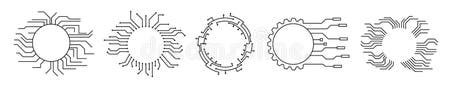 Tech Circular Cpu Chip Frame. Digital Ai Deep Learning Futuristic ...