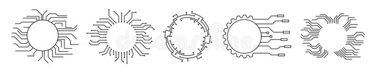 Tech Circular Cpu Chip Frame. Digital Ai Deep Learning Futuristic ...