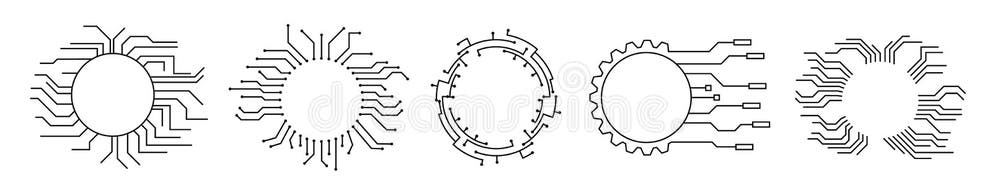 Tech Circular Cpu Chip Frame. Digital Ai Deep Learning Futuristic Circle Border Stock Vector ...