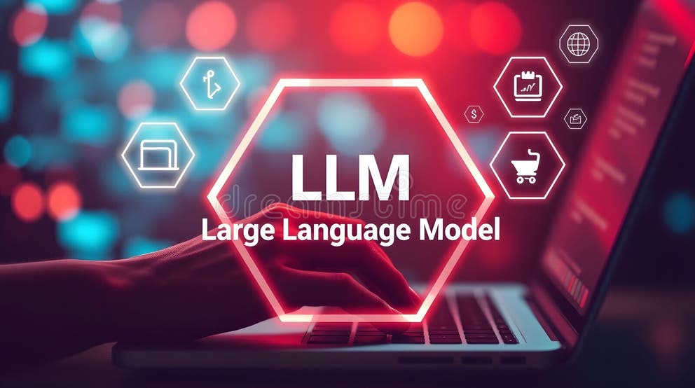 Tech Concept with Overlay Display of LLM - Large Language Model and AI ... Tech Concept with Overlay Display of LLM - Large Language Model and AI ...
