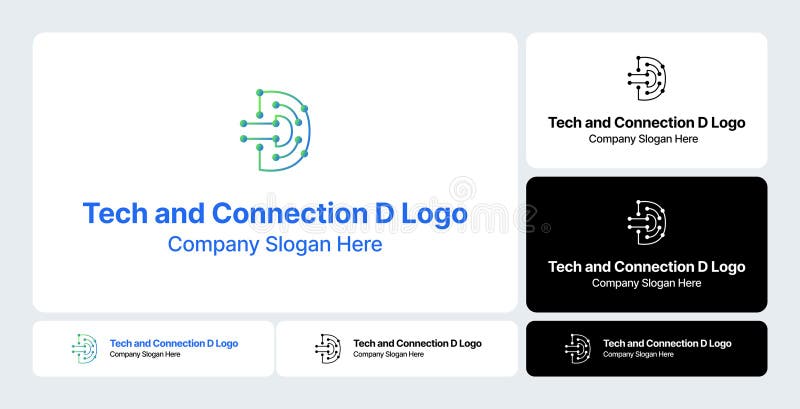 Tech and Connection D Logo - Digital & Network Branding Stock Vector ...