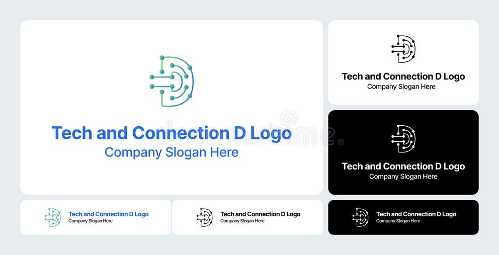 Tech and Connection D Logo - Digital & Network Branding Stock Vector ...