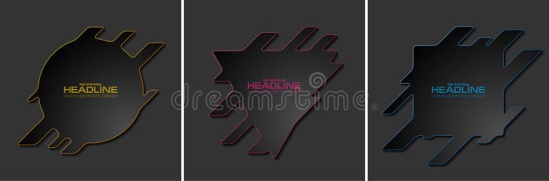 Tech Corporate Geometric Shapes Stickers Labels Design Stock Vector ...